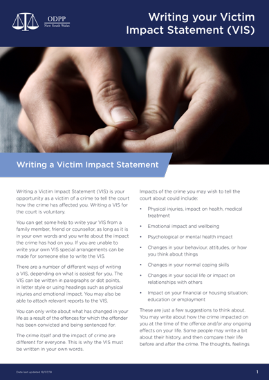 Writing your own Victim Impact Statement | ODPP